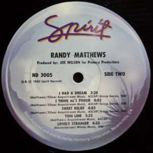 Randy Matthews – Randy Matthews – 1980 – Real 80s CCM